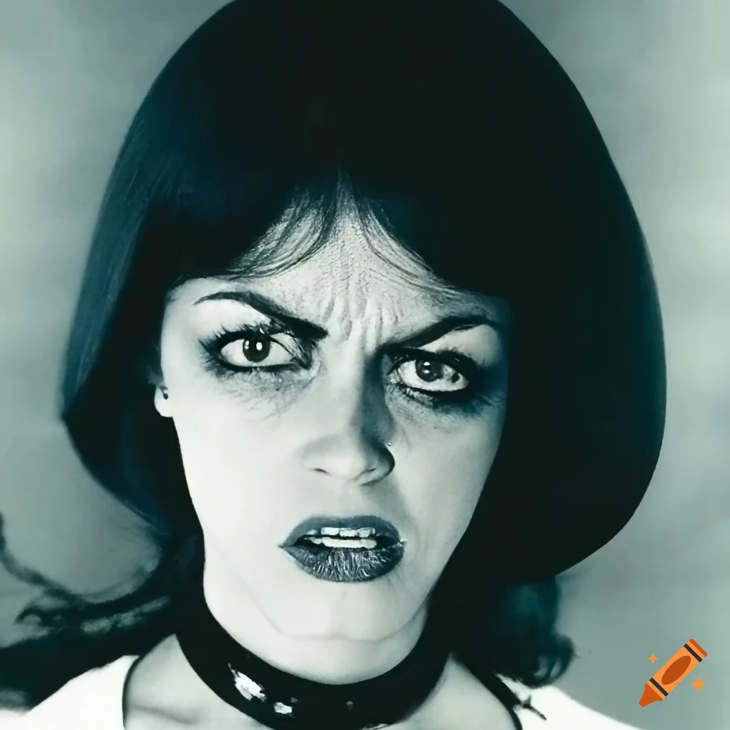 Multicolor vintage portrait of an angry woman on Craiyon