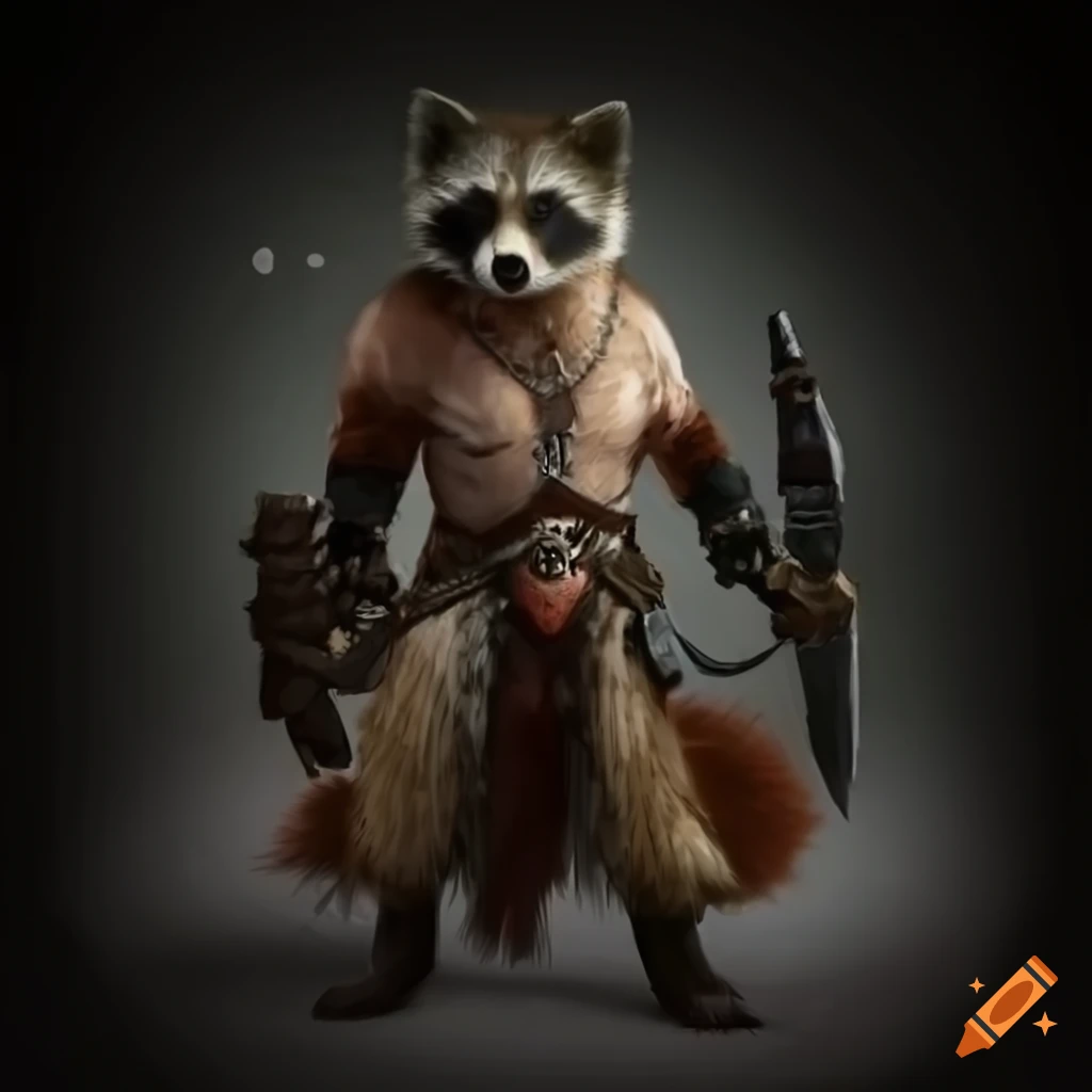 Image of a raccoon warrior on Craiyon