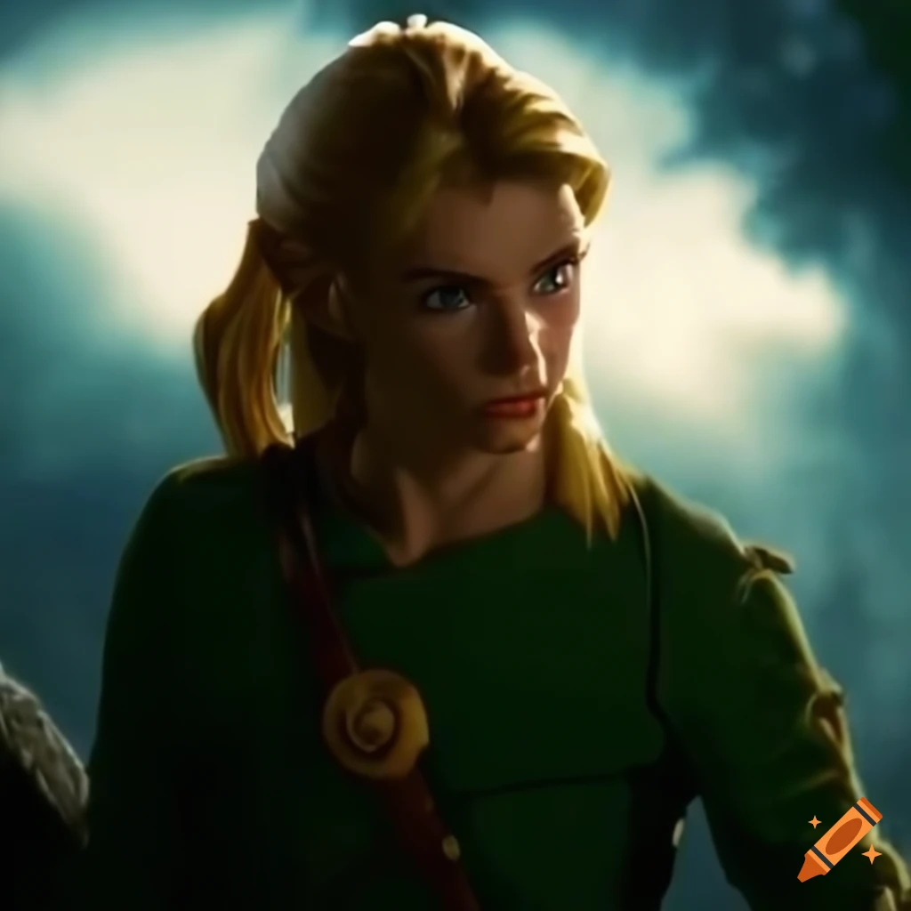 Screenshot of link from the legend of zelda in a film on Craiyon