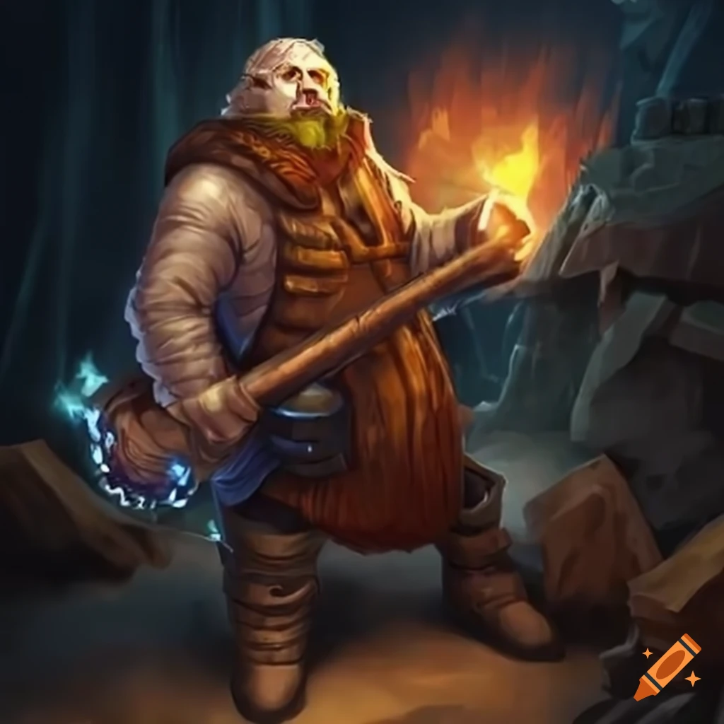 Fantasy miner digging underground