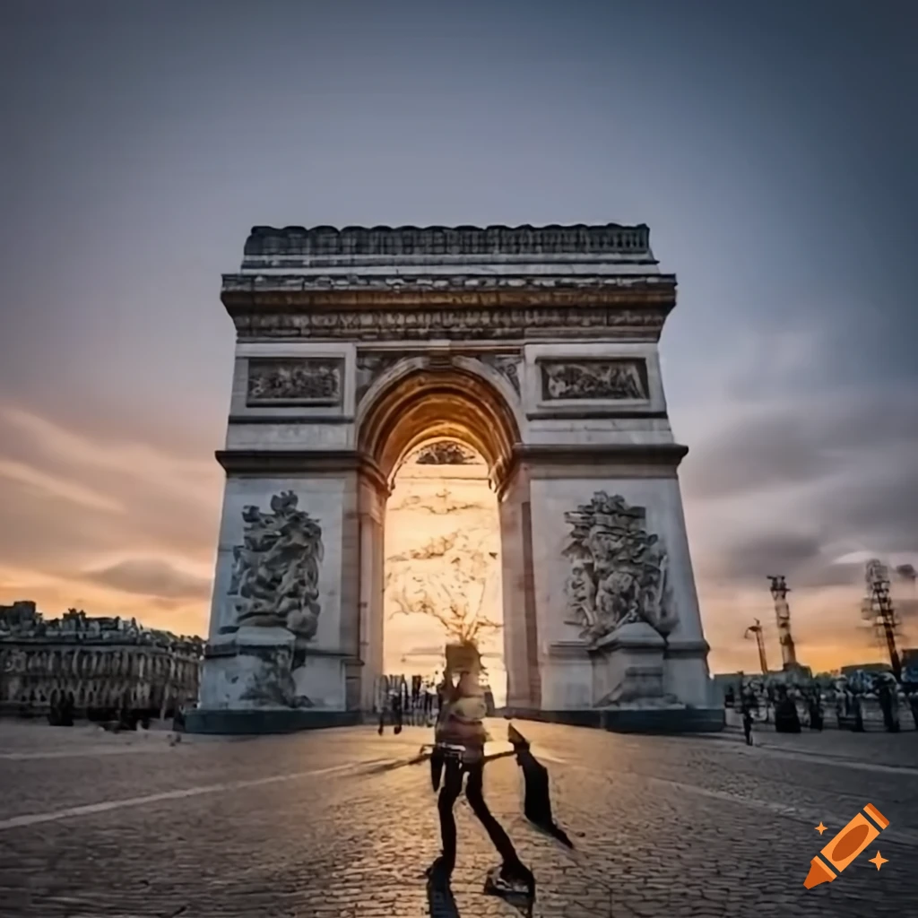 France national festival parade in front of arc de triomphe on Craiyon