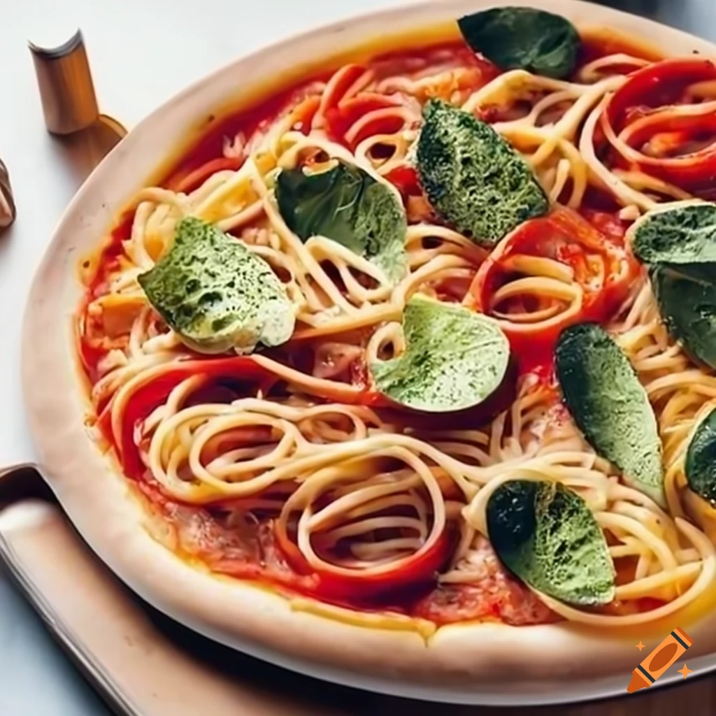 Spaghetti pizza on Craiyon