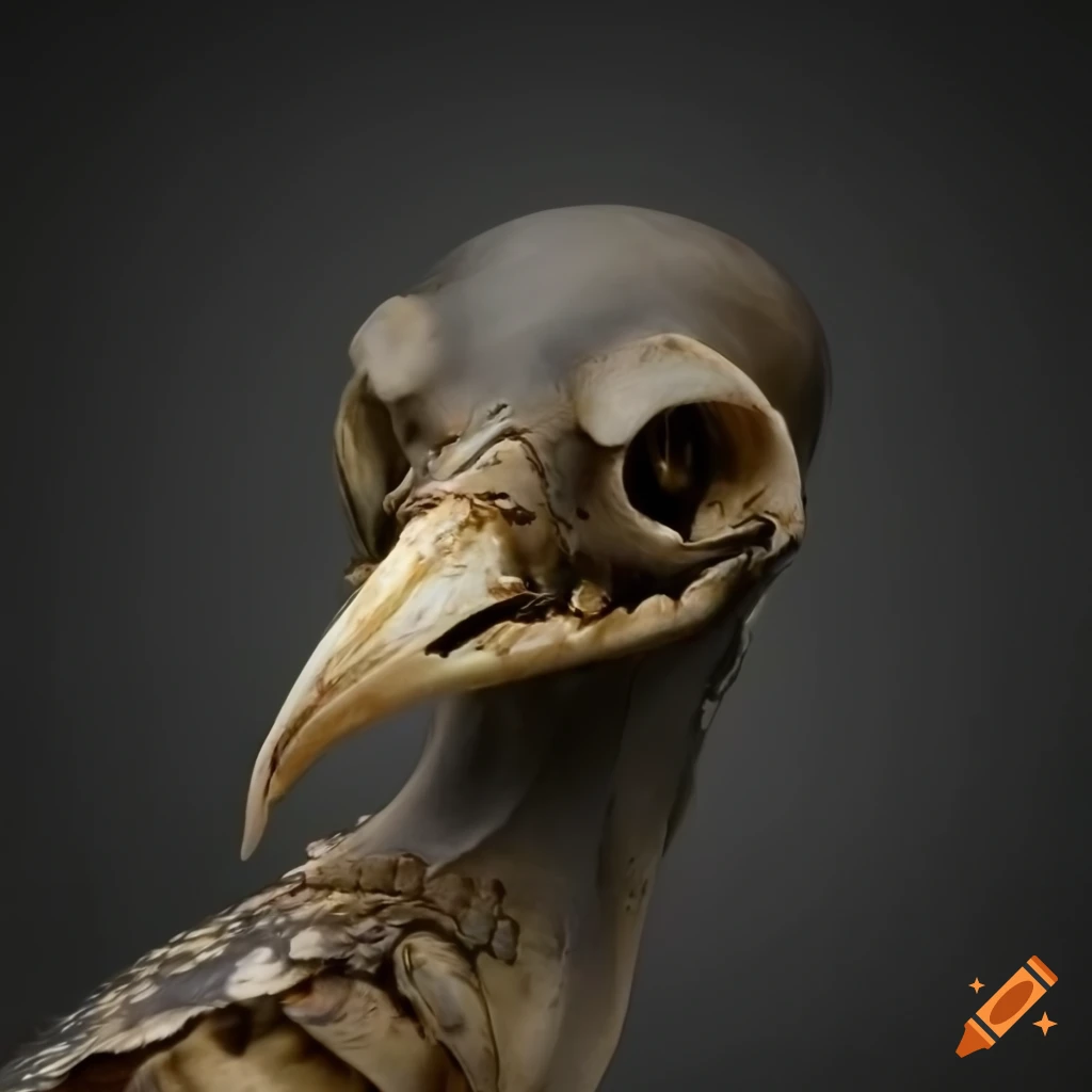 Illustration of a black winged skull bird