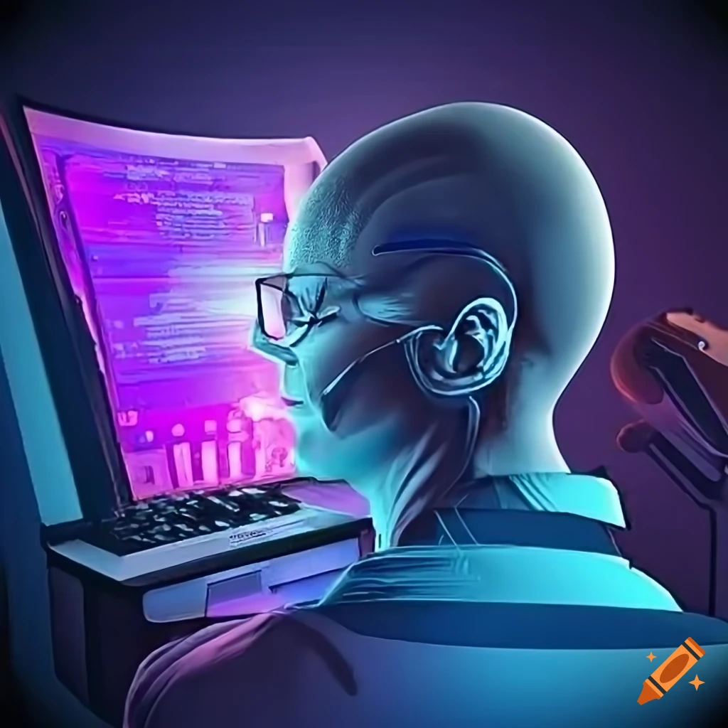 Computer freelancer working on laptop