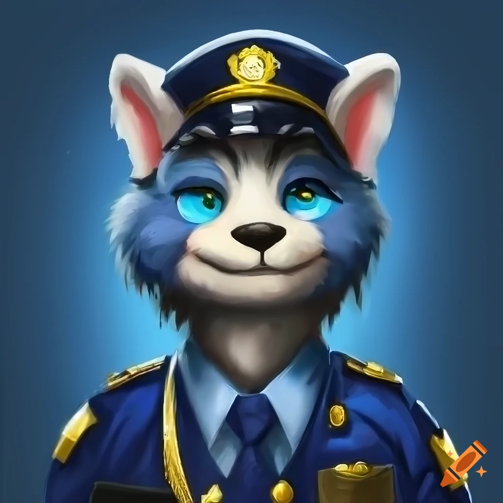 Adorable furry character in a japanese police uniform on Craiyon
