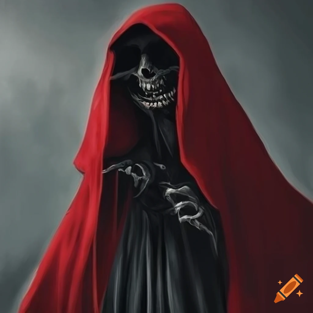 Poster of a scary creature wearing a red cloak on Craiyon