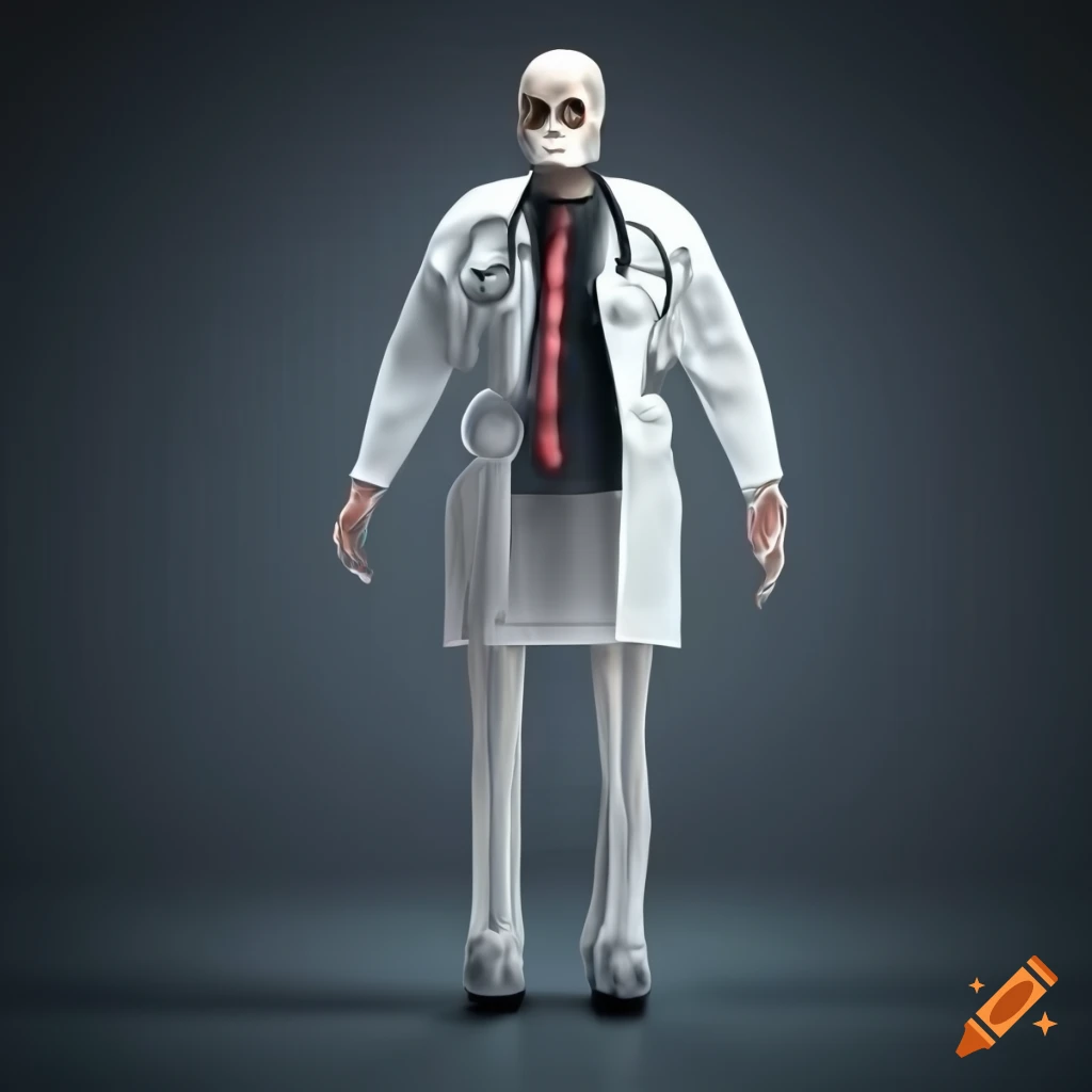 3d rendering of a doctor with a skeleton