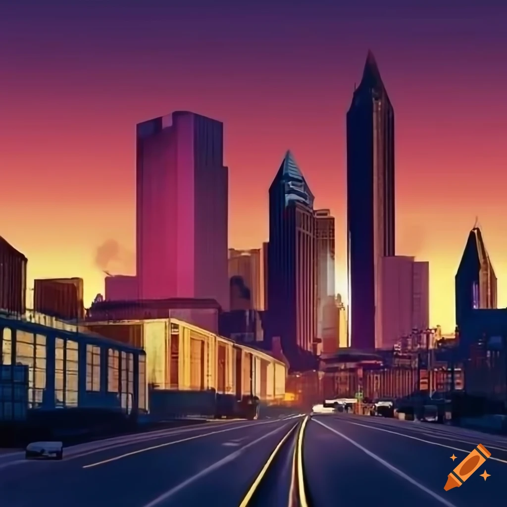 Grand theft auto 6 poster with atlanta city backdrop on Craiyon