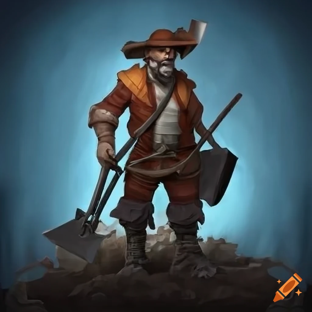 2d miner holding a pickaxe on Craiyon