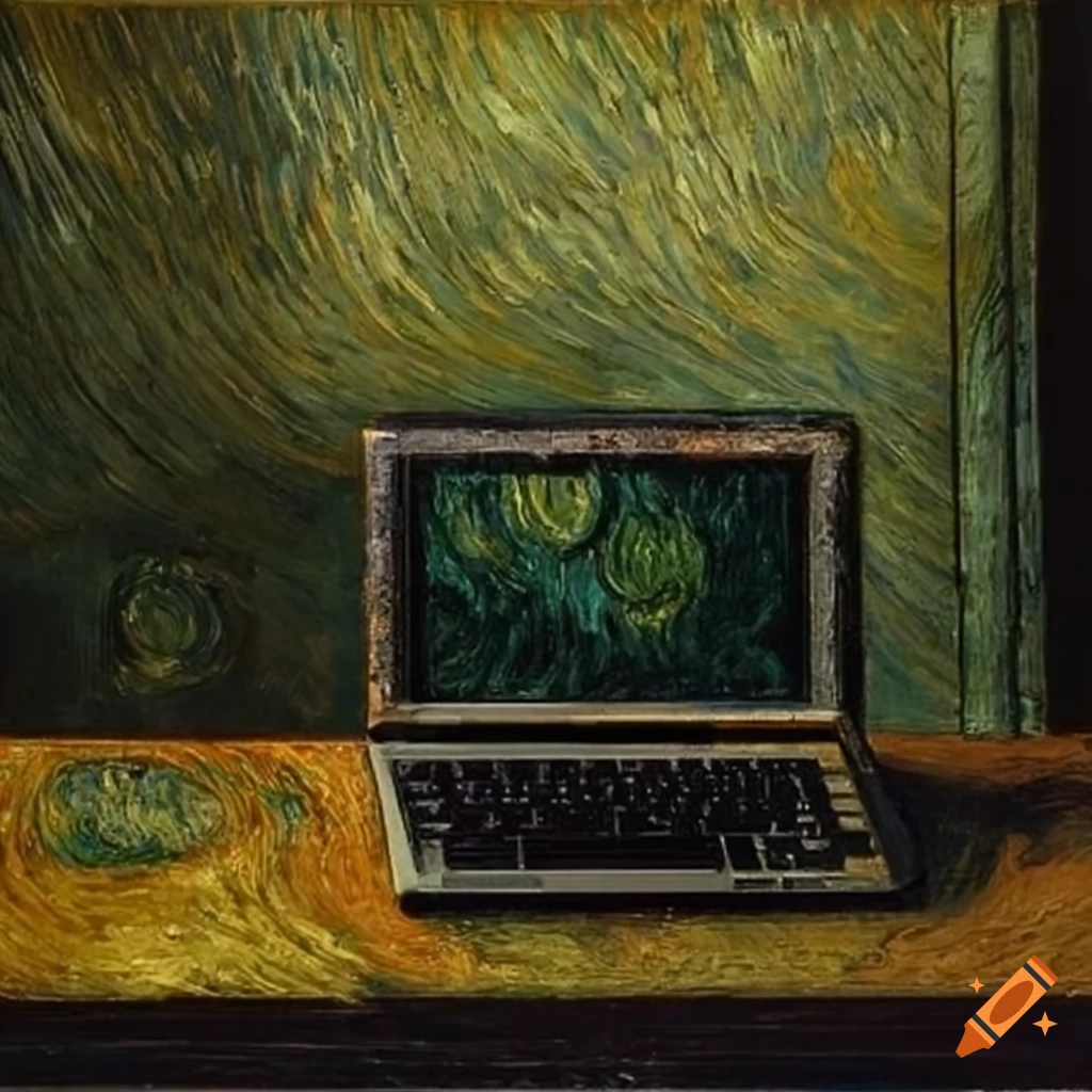 Van gogh-style artwork of a computer