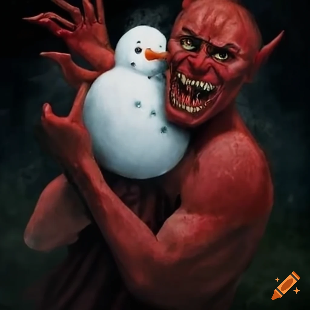 Artwork of a devil and a snowman on Craiyon
