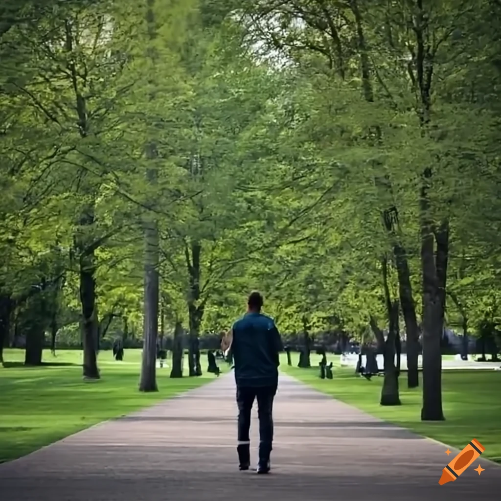 Man walking in the park on Craiyon