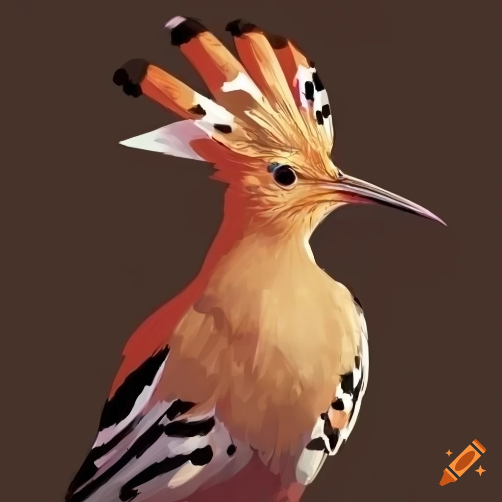 Illustration of a hoopoe in the style of kass the rito