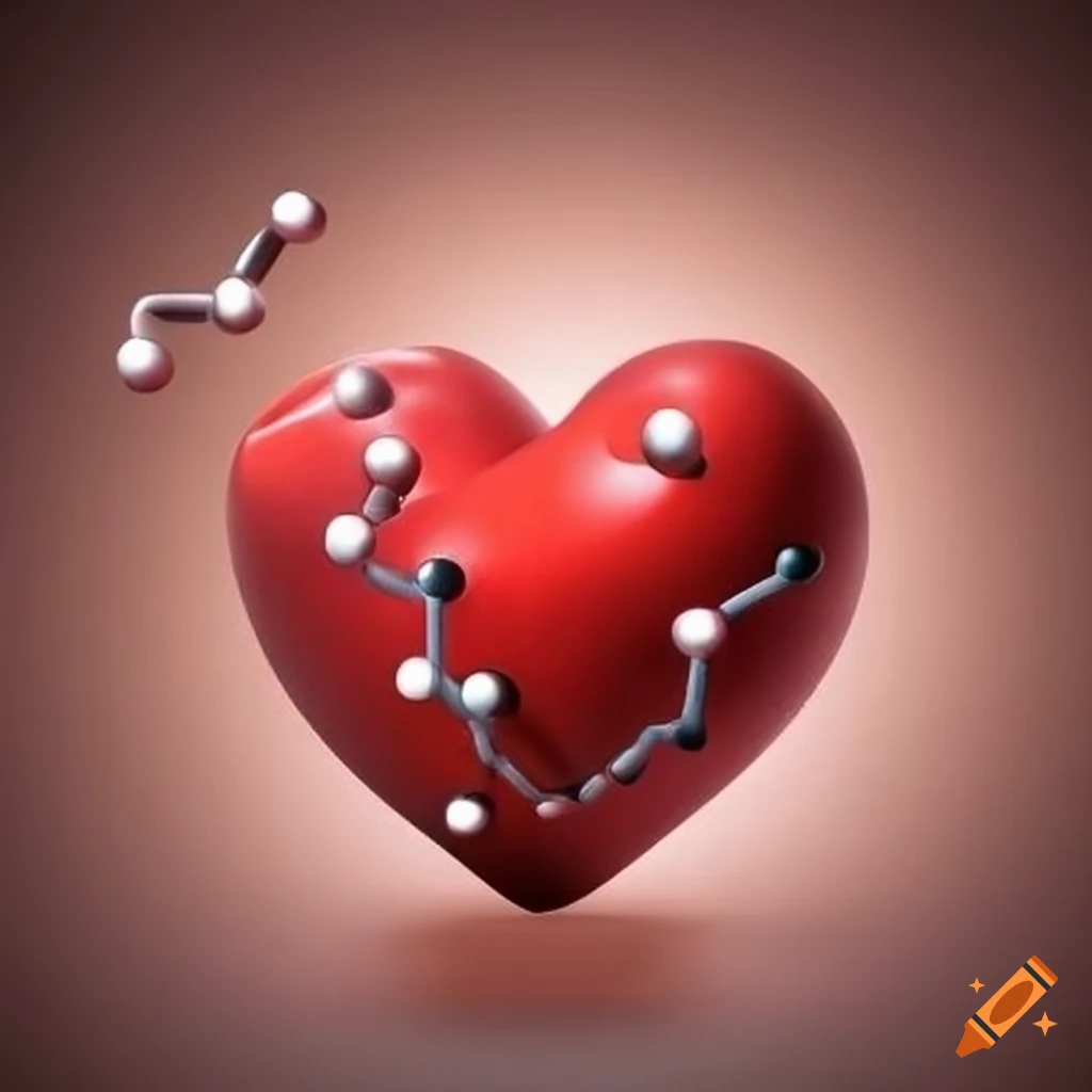 Molecules forming a heart shape on Craiyon