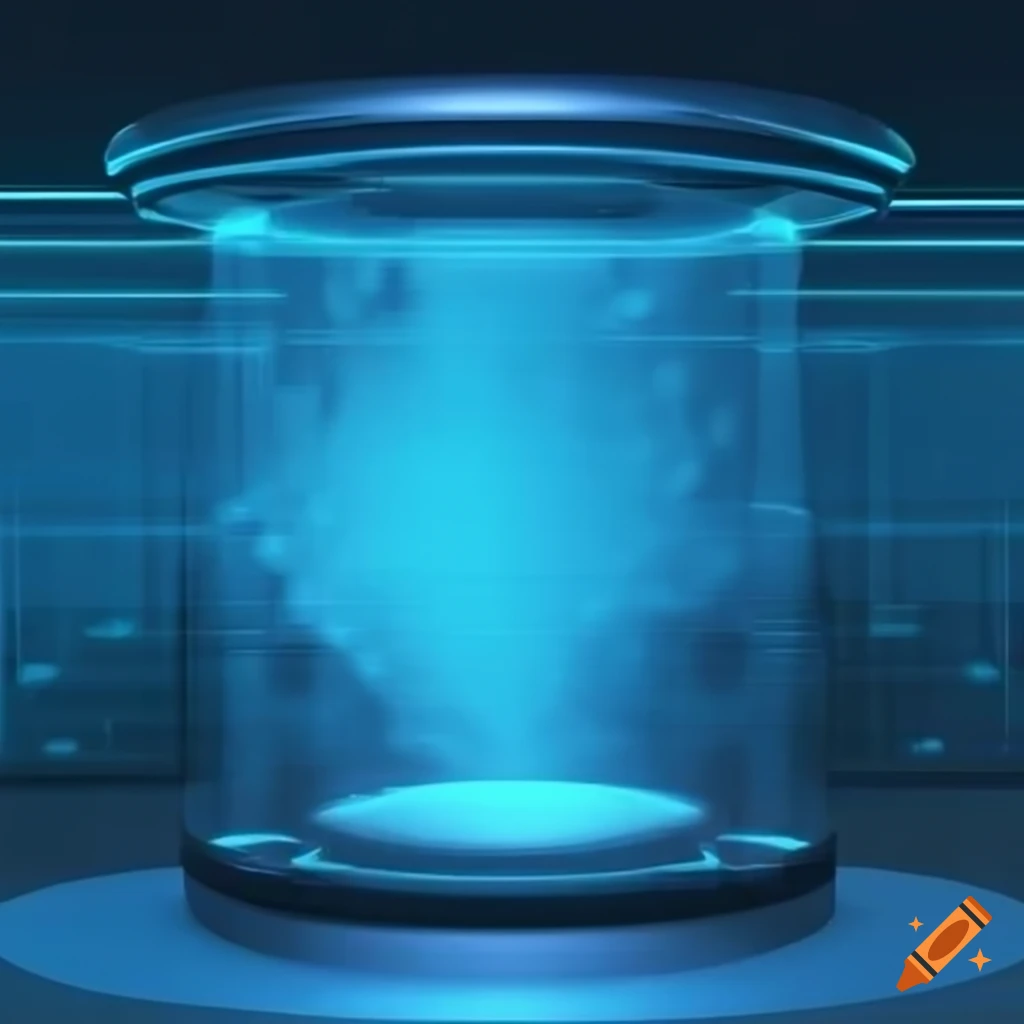 Blue hologram screen cgi rendering