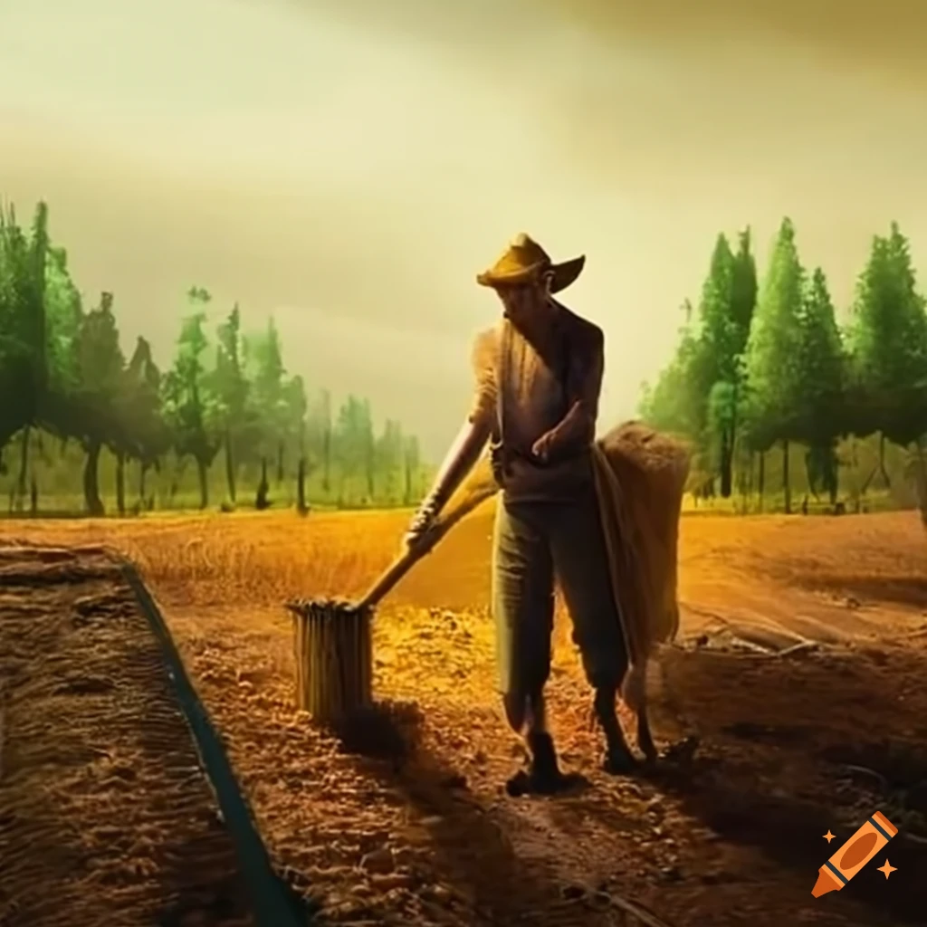 Medieval garlic fields with traditional farming methods on Craiyon