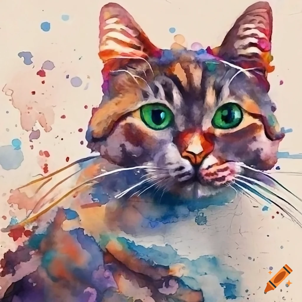 Watercolor cats on Craiyon