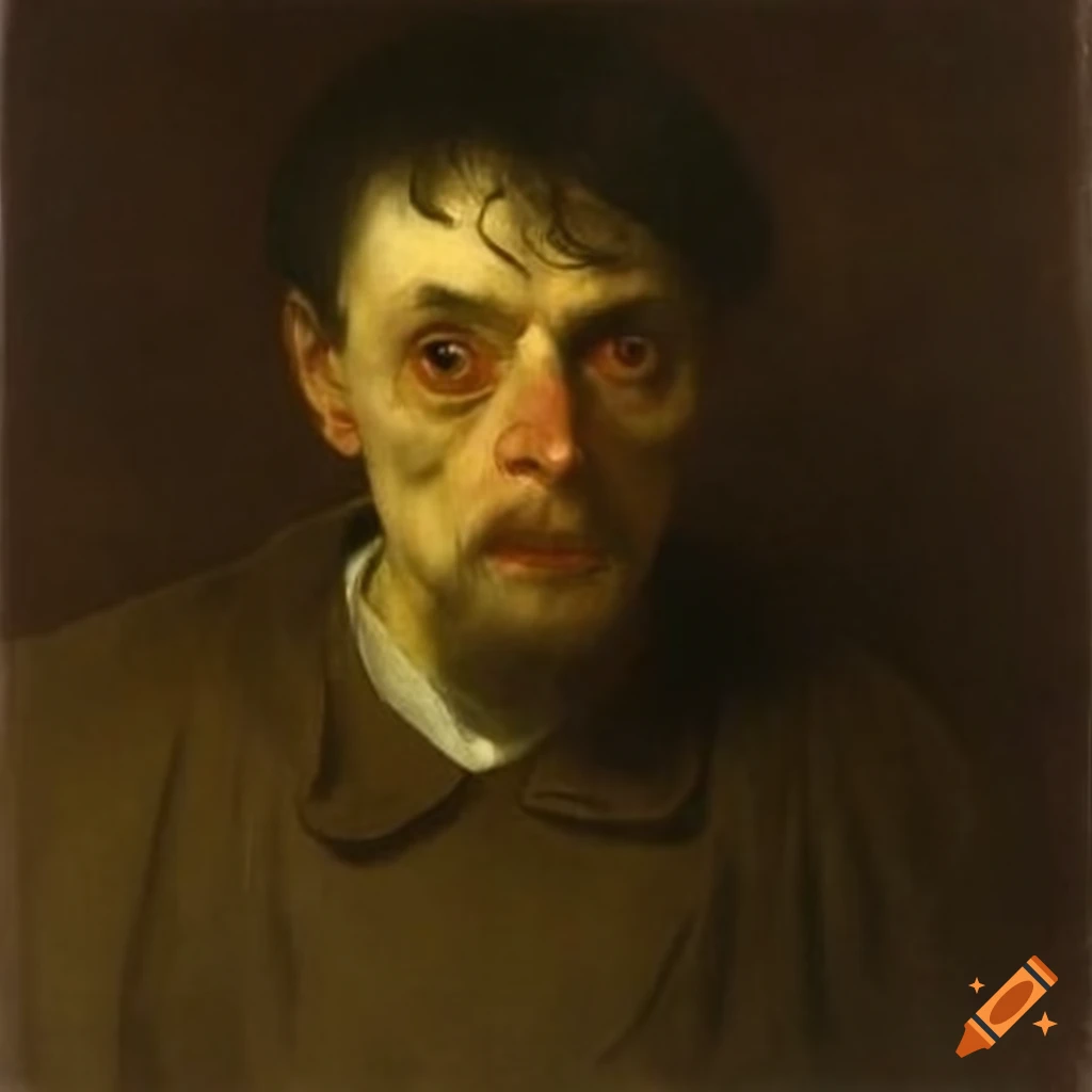 Dark portrait painting of a sick man by frank duveneck on Craiyon