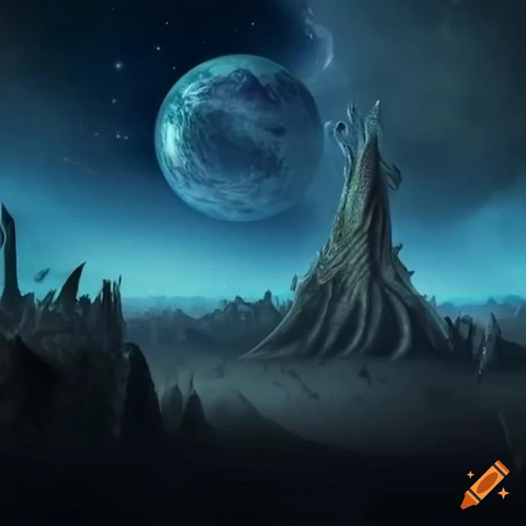 Image of a dangerous planet with alien monsters