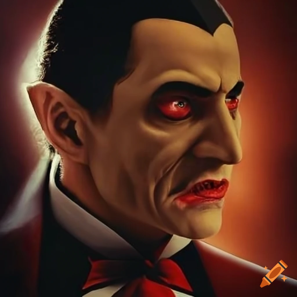 Comical depiction of crying dracula holding his cheek on Craiyon
