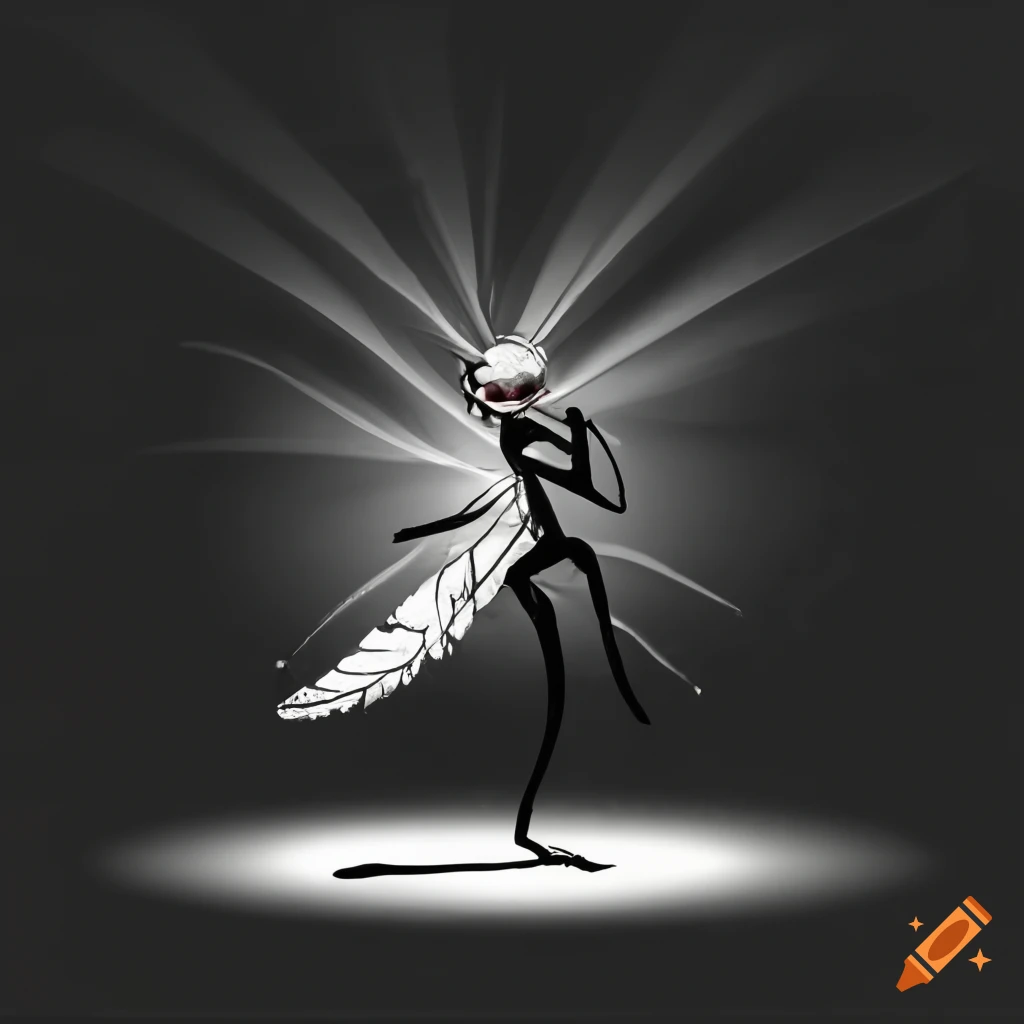 Mosquito dancing on a colorful dance floor