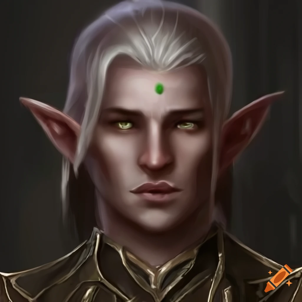 Detailed portrait of fenris from dragon age 2 with green eyes in the forest on Craiyon