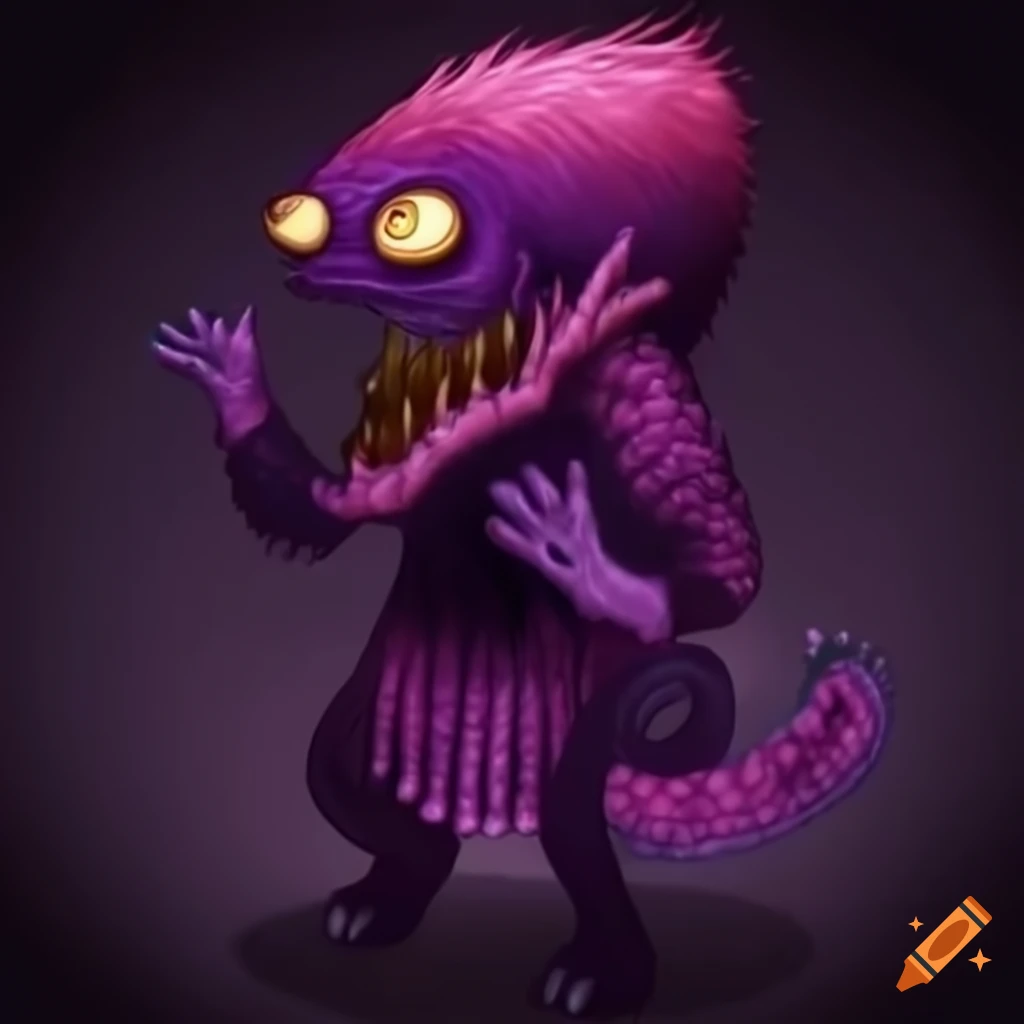 Shadow-poison-crystal monster playing the bongos on Craiyon