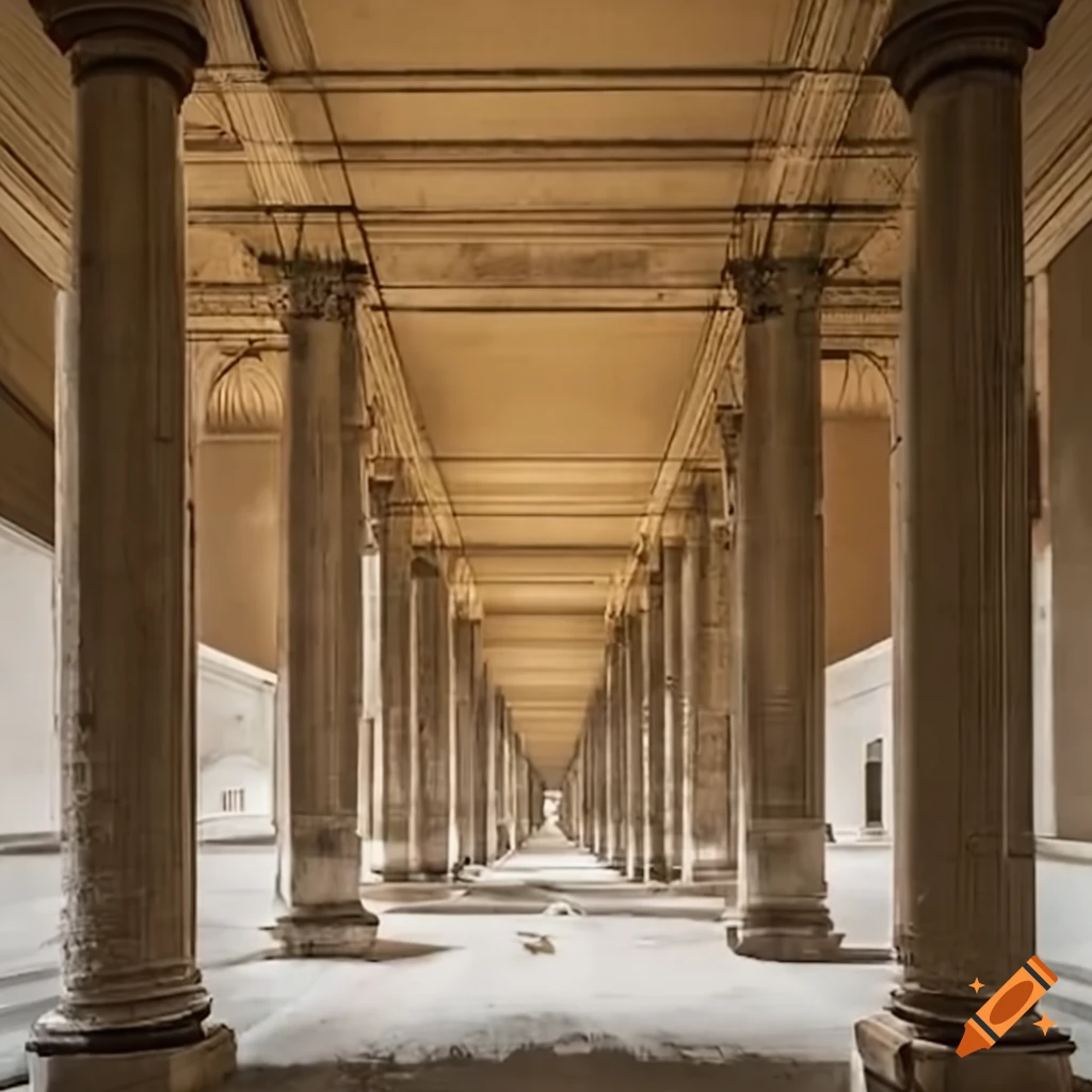 Perspective of a historic architecture colonnade