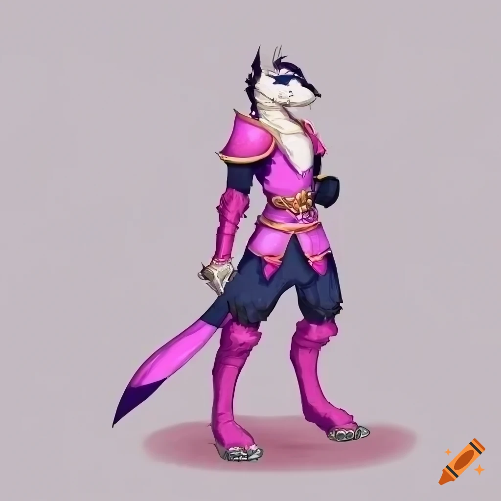 Colorful artwork of a tabaxi-tiefling warrior in combat pose on Craiyon