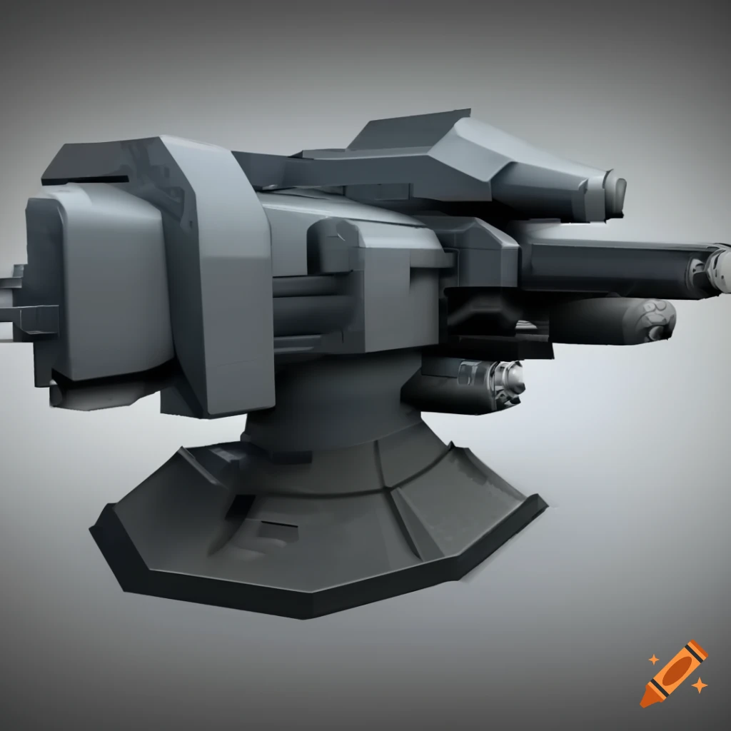 Blueprint schematic of a defense turret on Craiyon