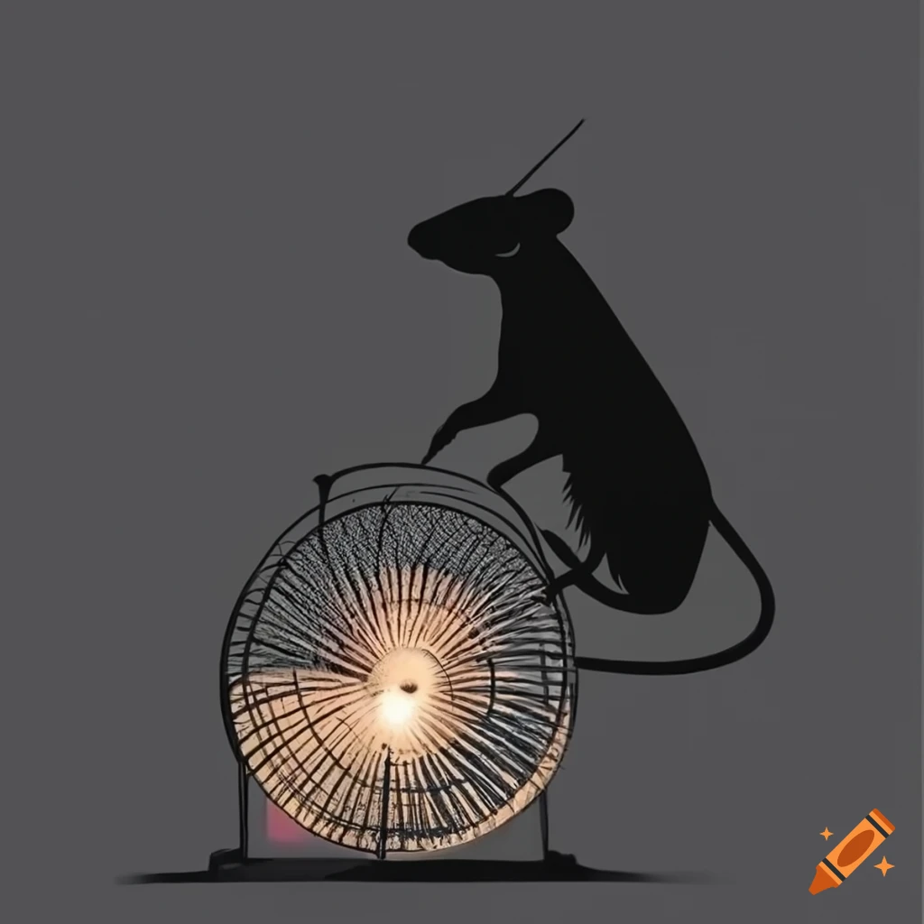 Silhouette of a mouse using a fan heater on Craiyon