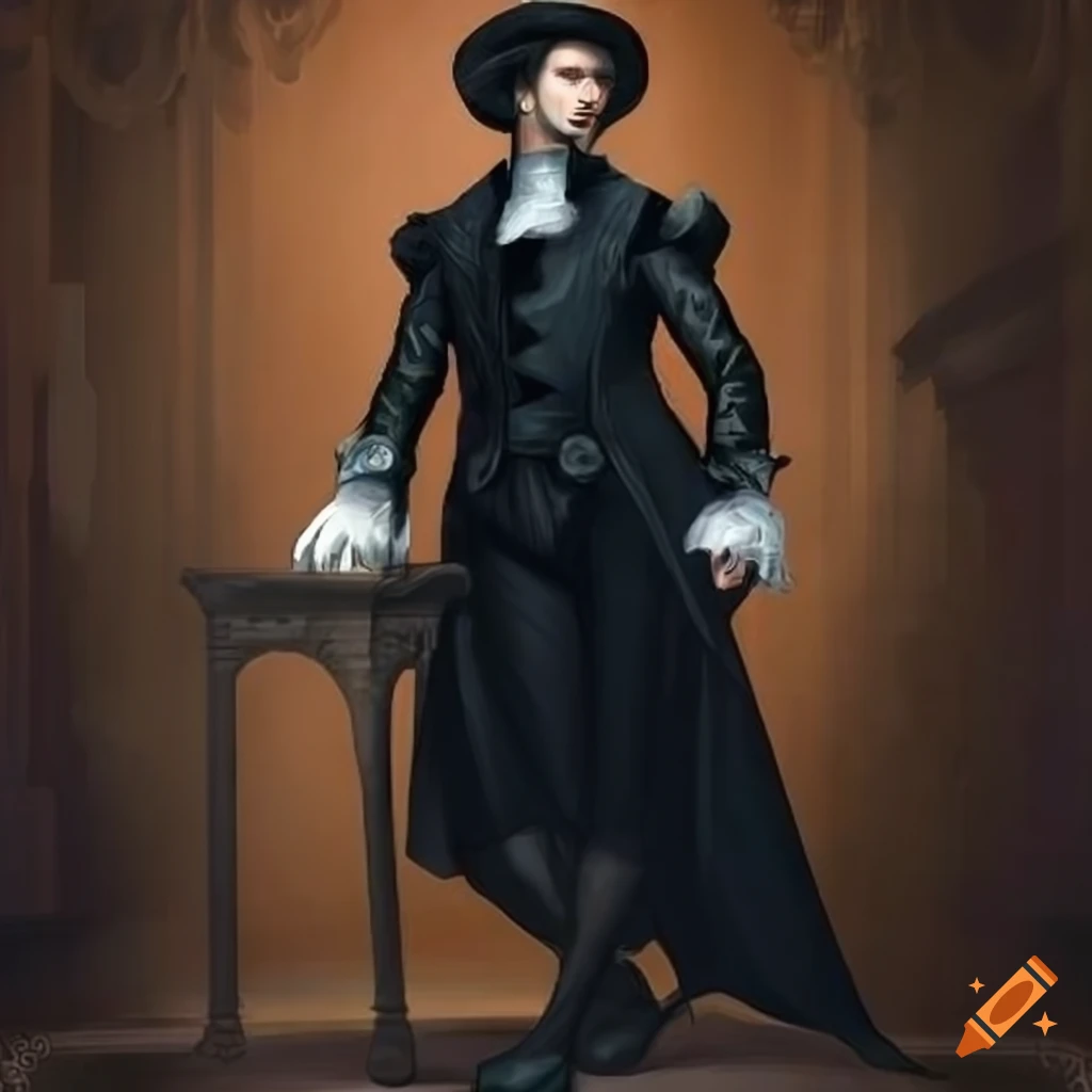 Elegant and mischievous male French renaissance villain in a grand ...