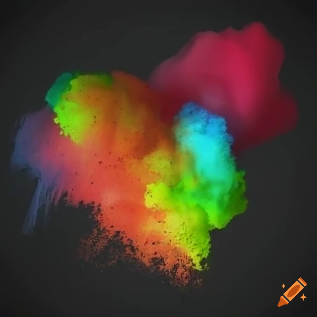 Colorful ash on black background on Craiyon