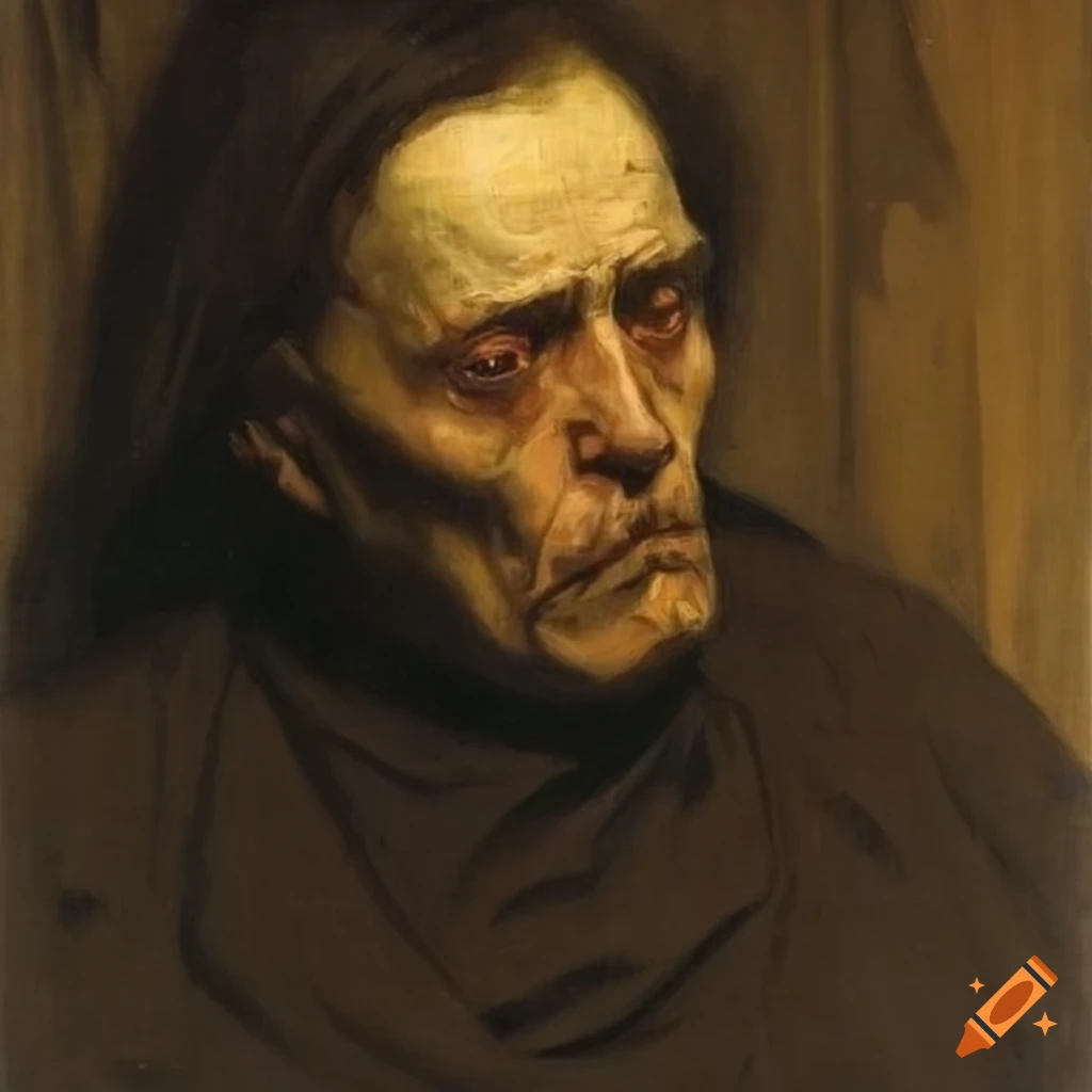 Dark painting of a sick man on Craiyon