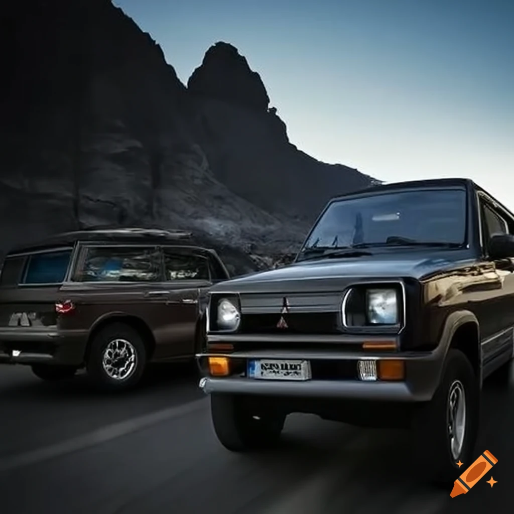 Mitsubishi suv driving through rugged terrains