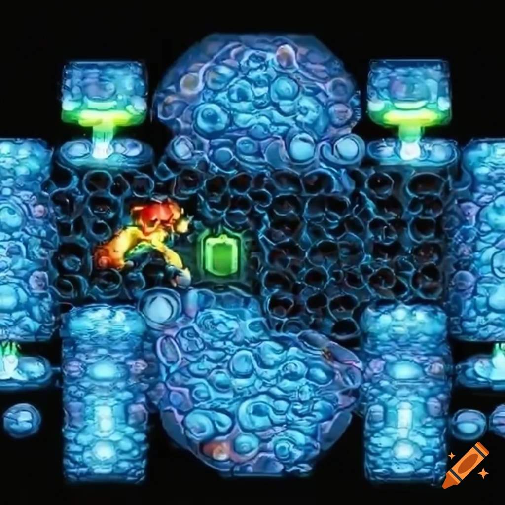Pixel art of super metroid game scene on Craiyon