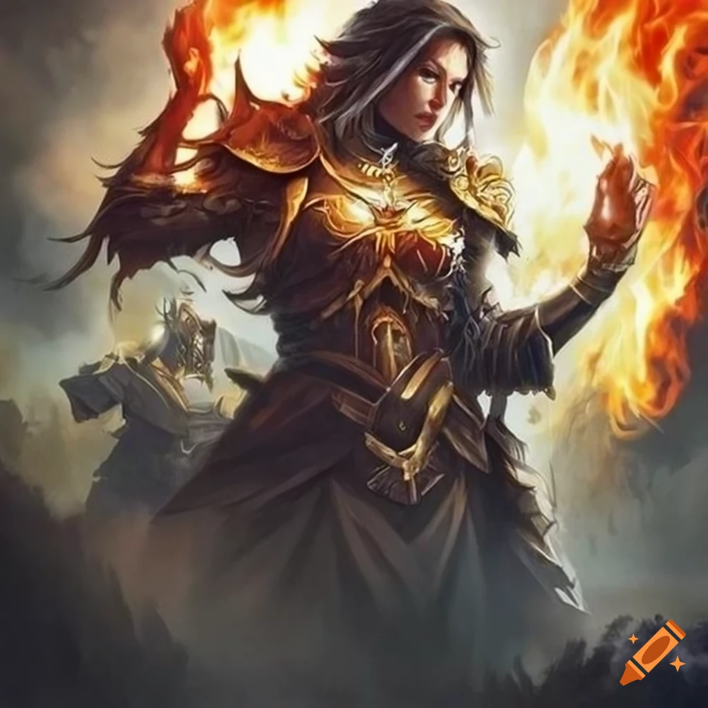 Epic fantasy art of a fiery scene