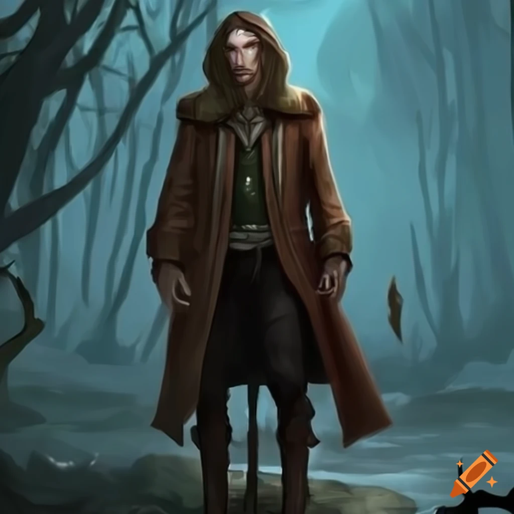 Fantasy male investigator, dungeons and dragons art, in the style of ...