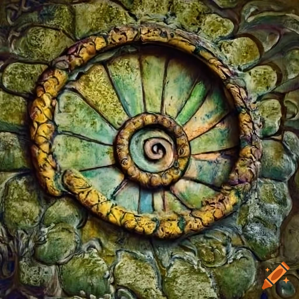 Renaissance fresco style painting of a pineapple on a stone door on Craiyon