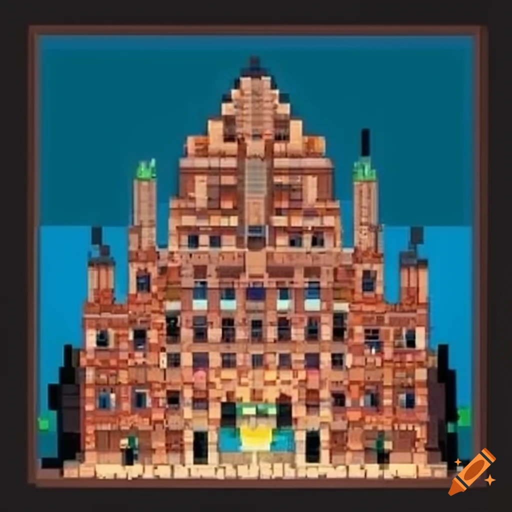 Pixel art of architectural wonders on Craiyon