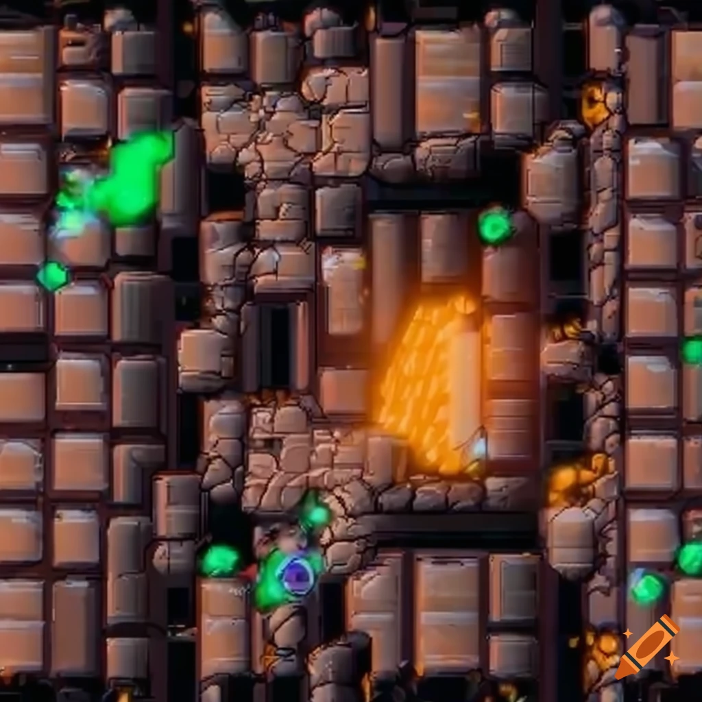 Pixel art platform tiles in a lava themed level on Craiyon