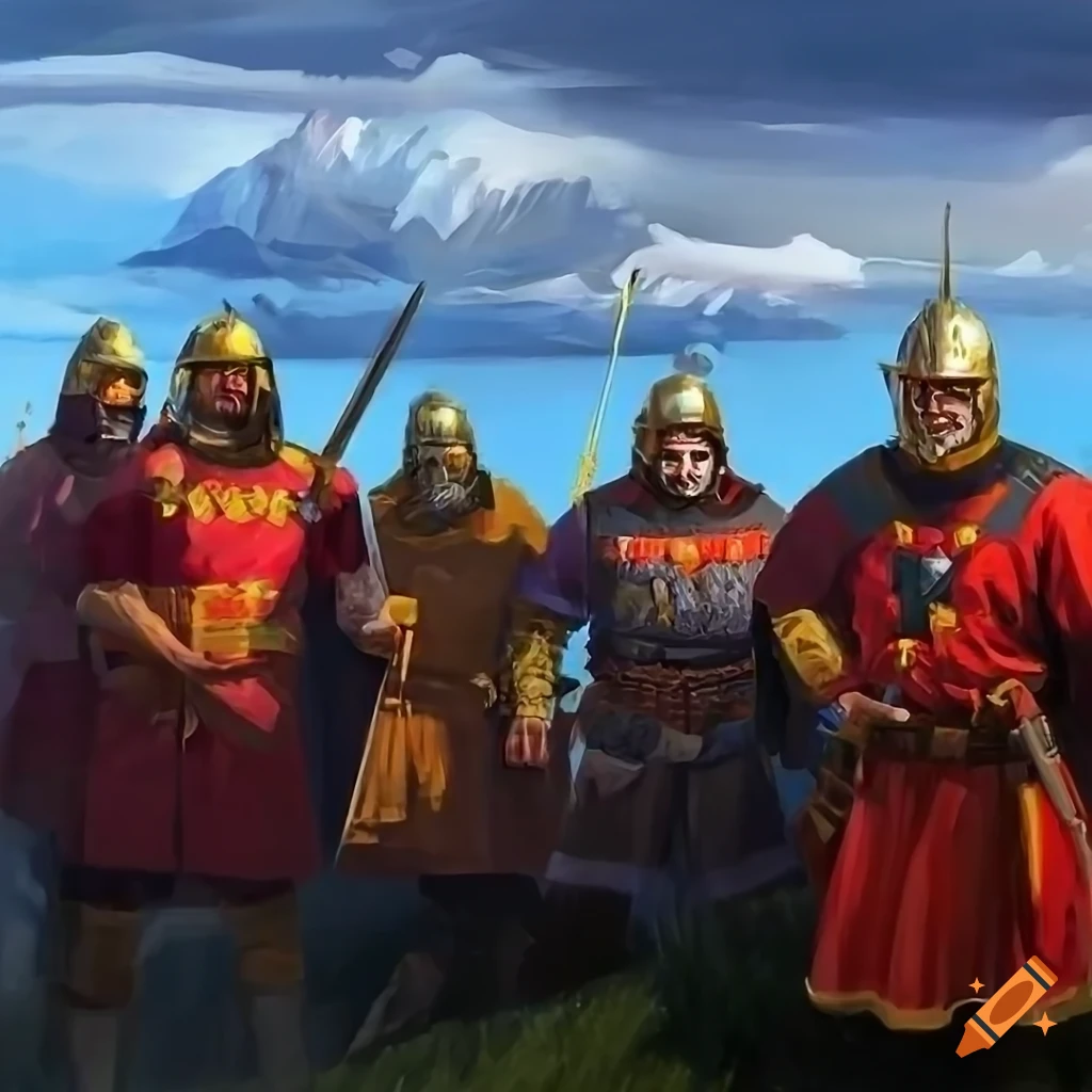 Detailed artwork of Byzantine soldiers exploring North America on Craiyon