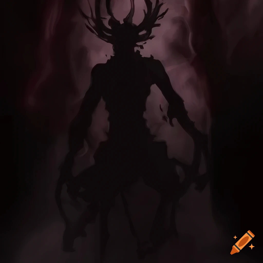 Detailed dark fantasy manga illustration of a shadow figure on Craiyon
