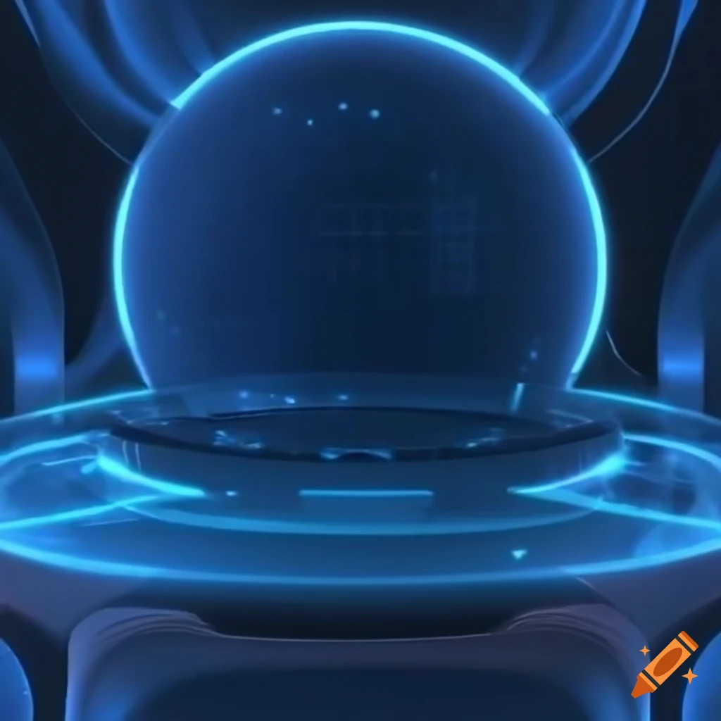 Blue hologram screen cgi rendering on Craiyon