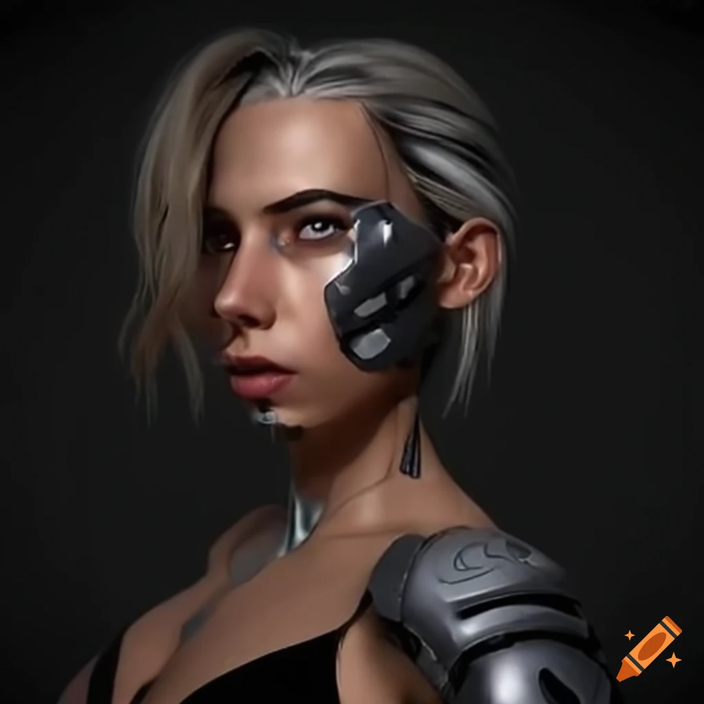Concept art of a futuristic female cyborg on Craiyon