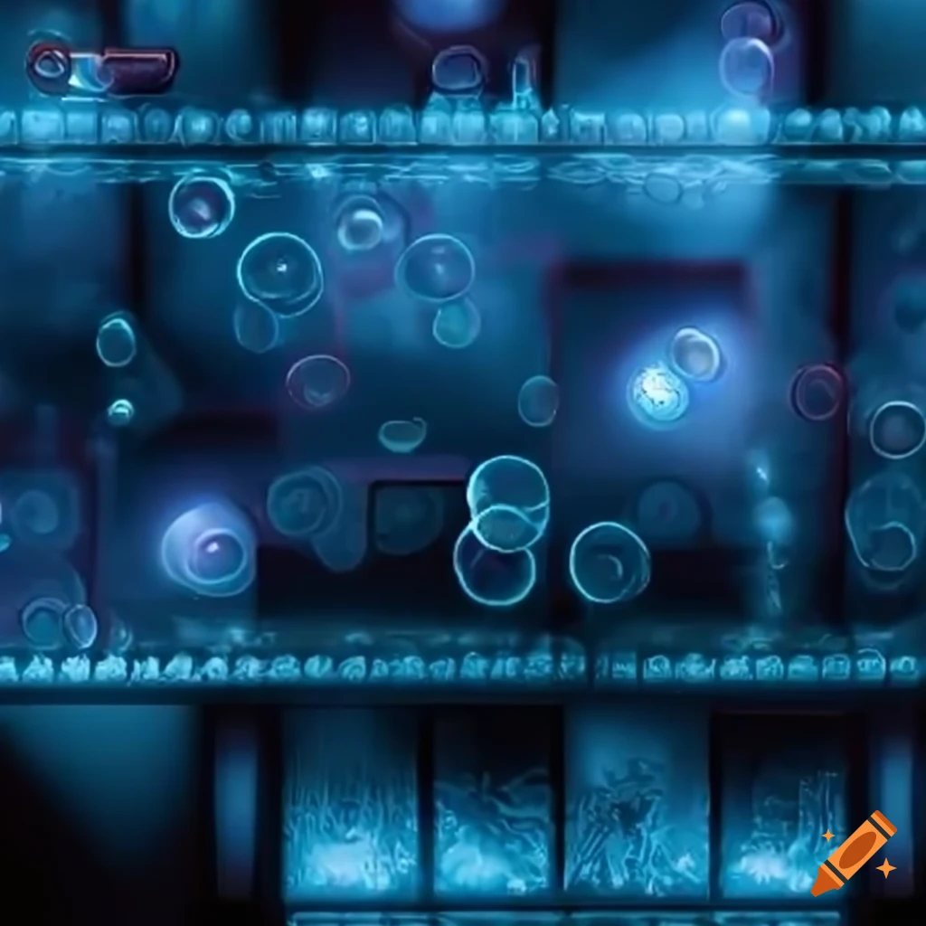 Frozen bubble tiles in a 2d platform game on Craiyon