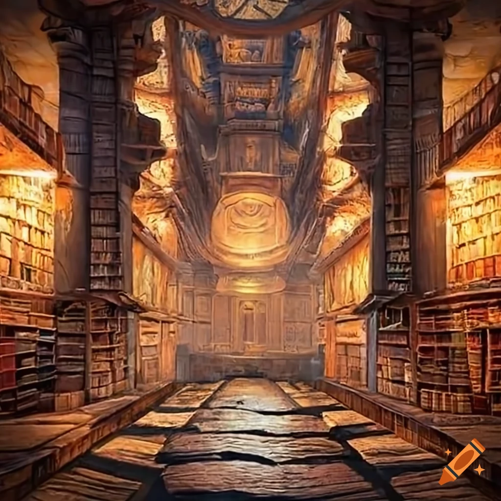 Landscape of an ancient library on Craiyon