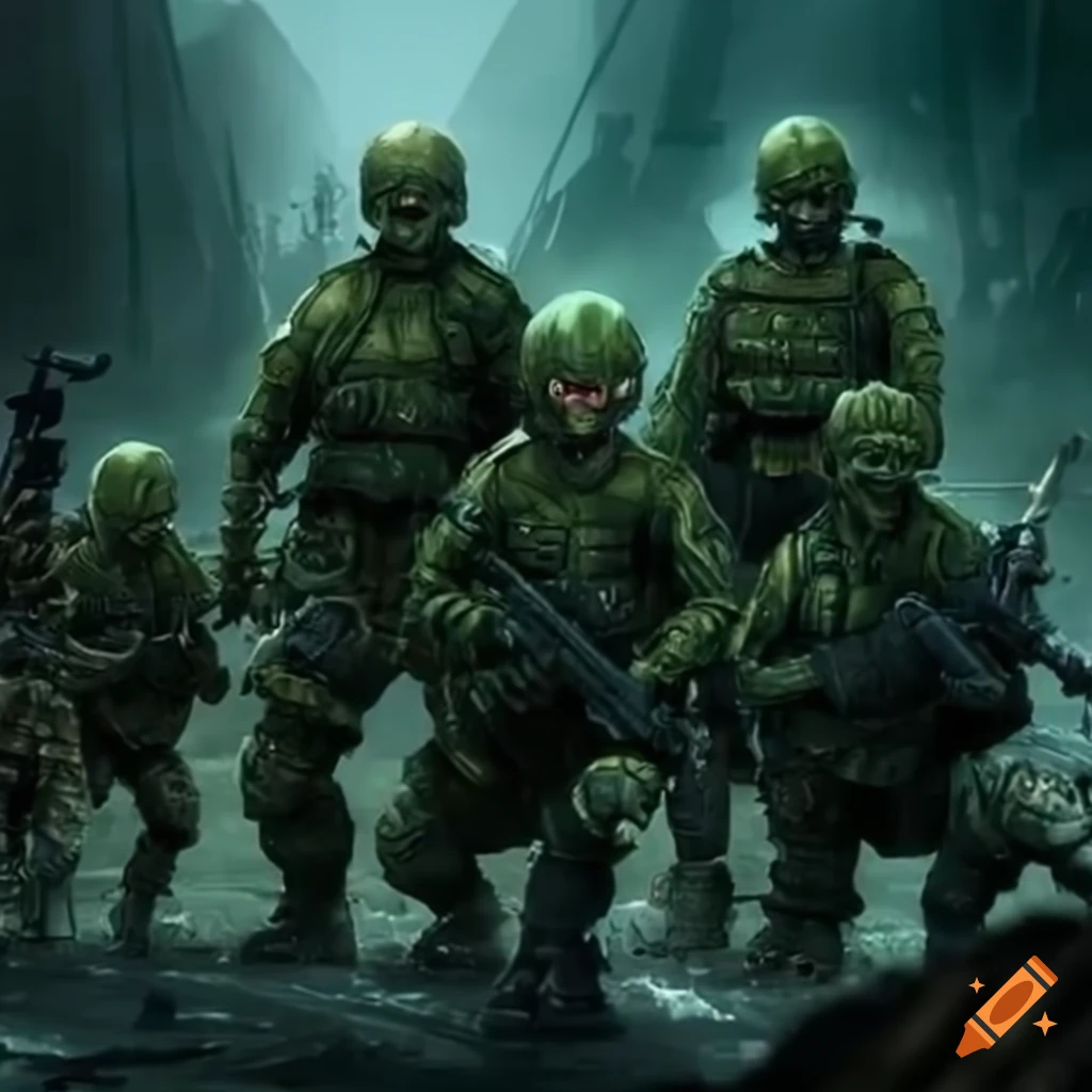 Image of a group of alien soldiers on Craiyon