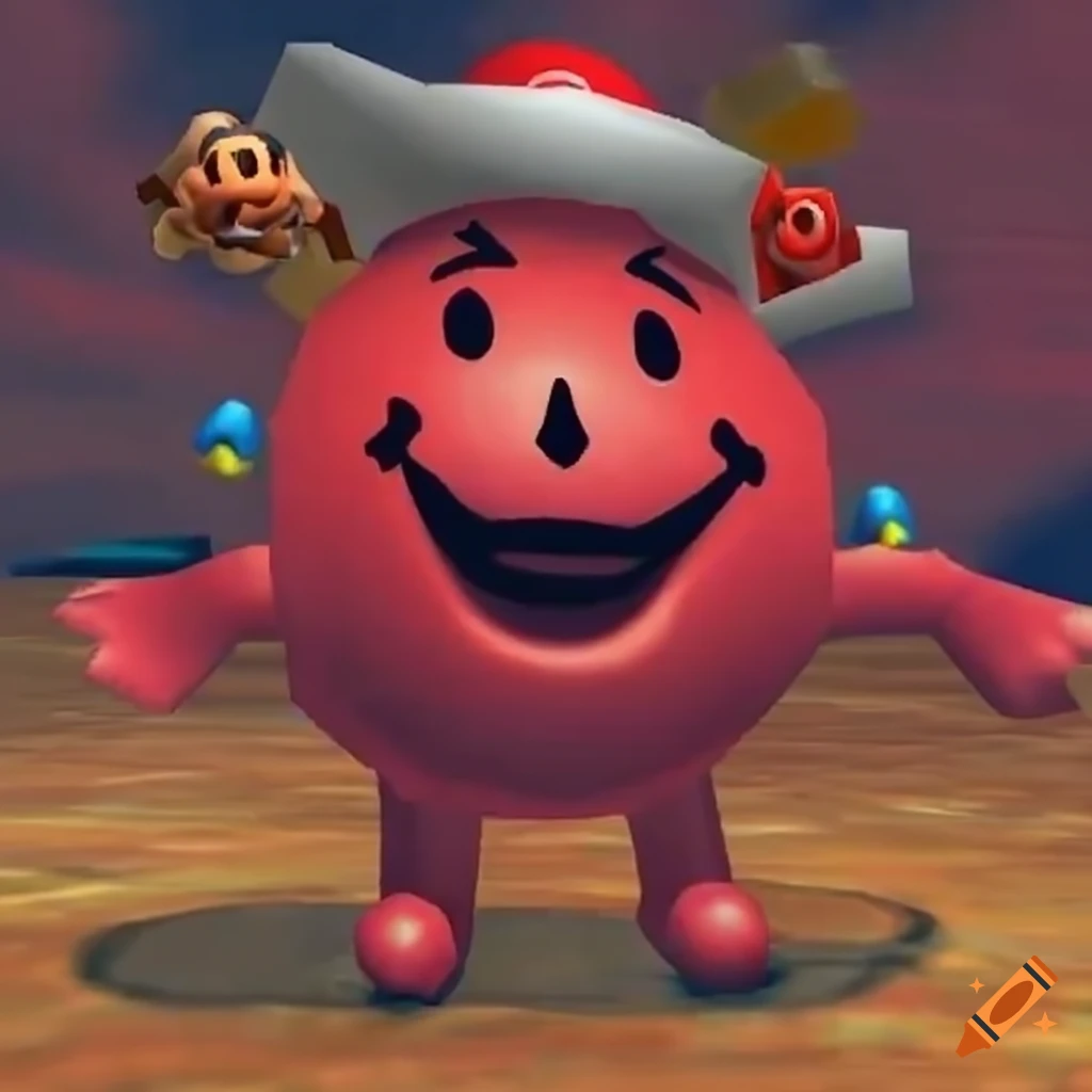 Boss fight with kool-aid man in mario 64 on Craiyon