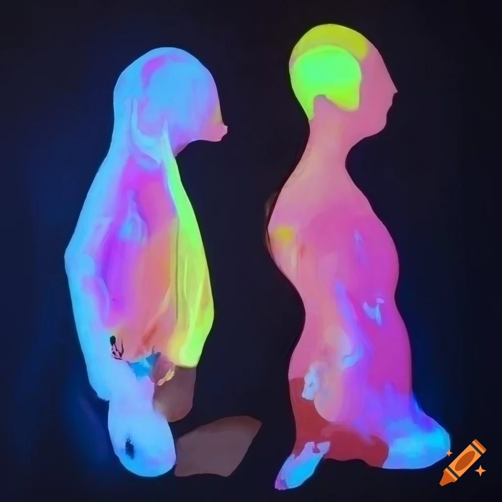 Abstract artwork of people melting on a transparent background on Craiyon